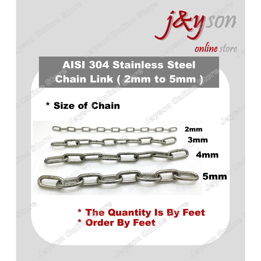 [ Part A ] AISI 304 Stainless Steel Chain Link Rantai Panjang 2mm 3mm ...