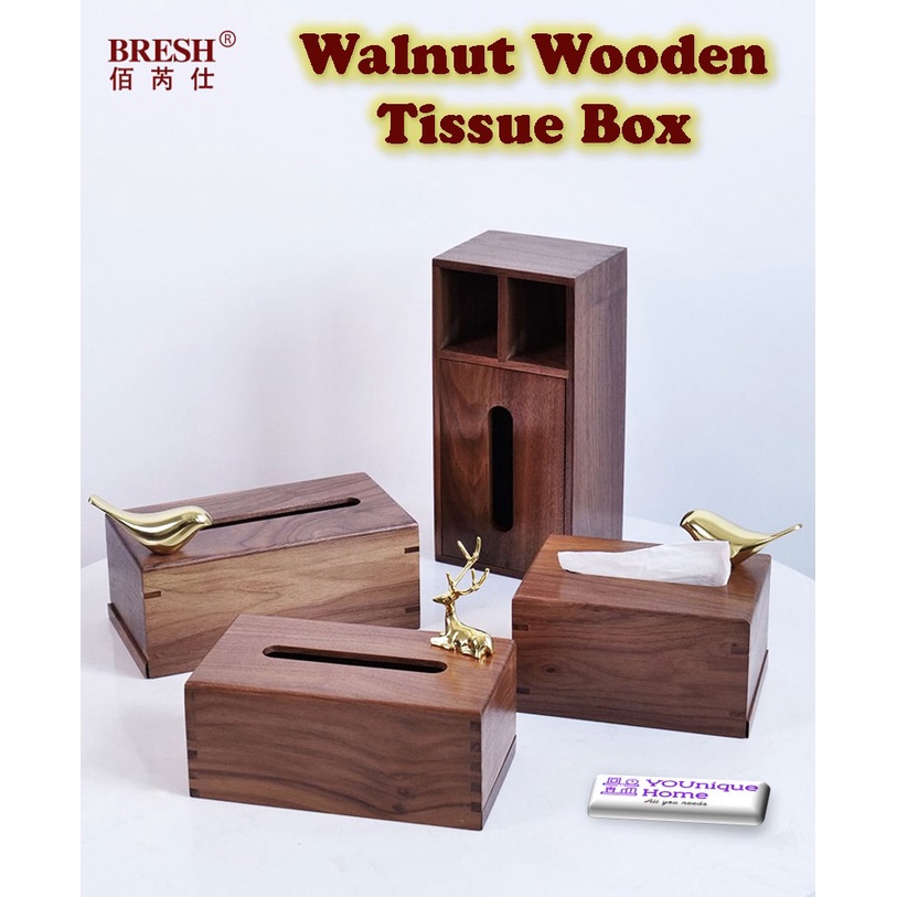 Luxury Black Walnut Solid Wood Classic Living Room Tissue Box Golden ...