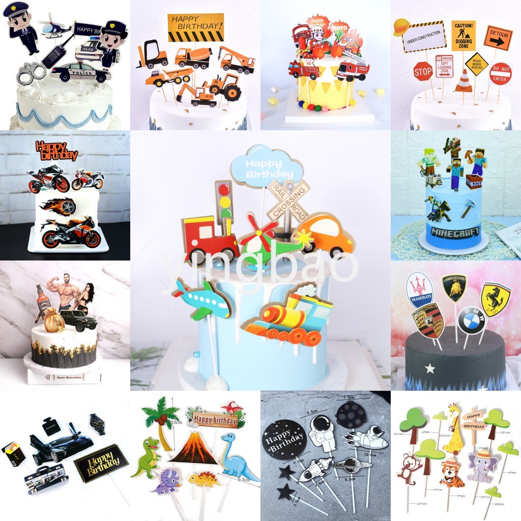 50 Cartoon Character Theme cake topper Dinosaur Outer space Car cake ...