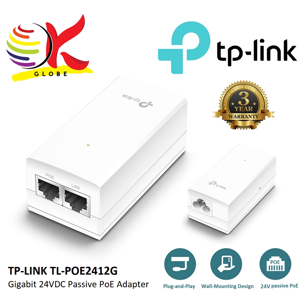 TP-LINK TL-POE2412G 24VDC / TL-POE4824G 48VDC PASSIVE POE ADAPTER WITH ...