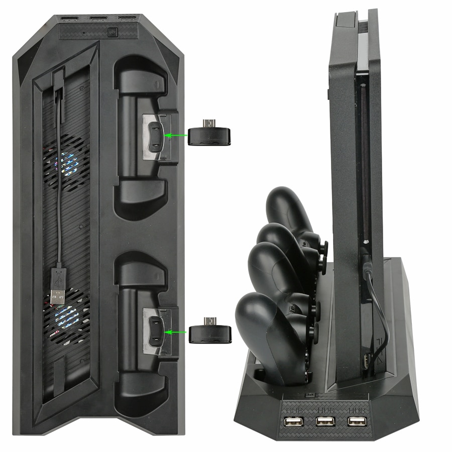 PS4 Slim Game Vertical Cooling Stand Cooler Fan with Dual Controller ...