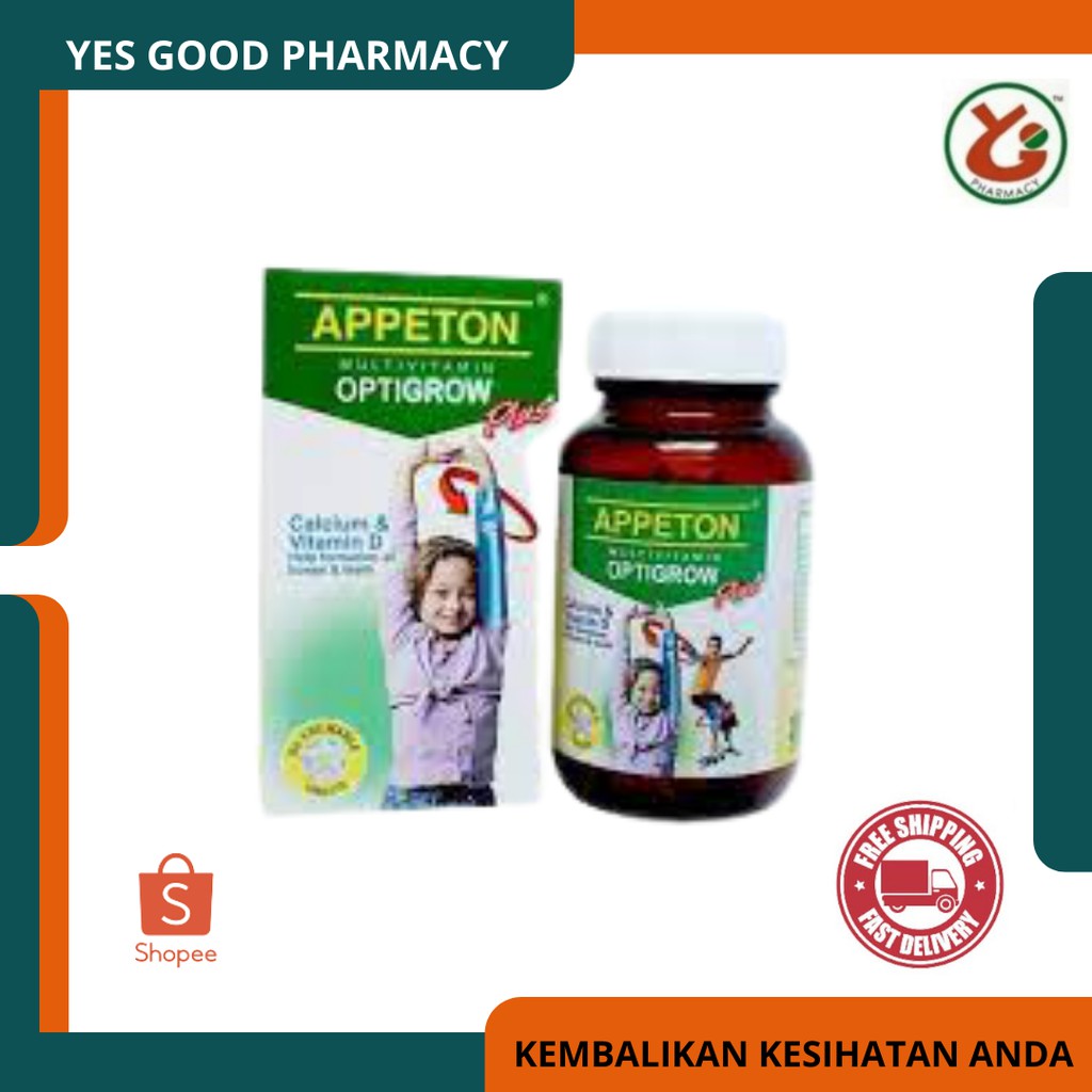 APPETON Multivitamin Optigrow Plus Calcium & Vitamin D Pembentukan ...