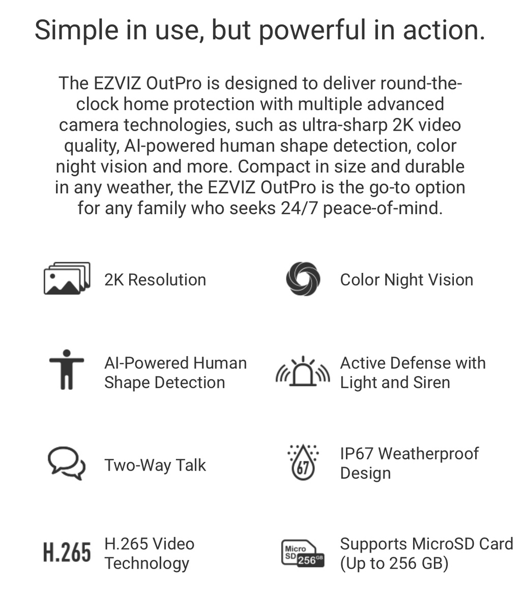 Ezviz OutPro C3TN 3MP 2K / C3TN Clor 2MP Outdoor / Indoor Weatherproof IP67 AI Smart Wireless ...