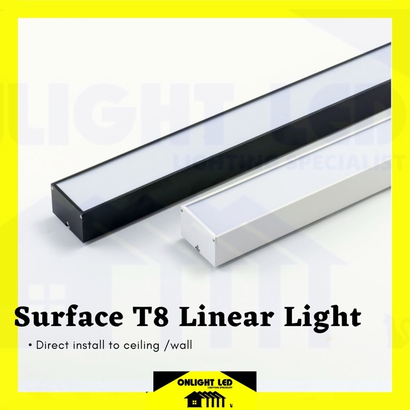 Surface T8 Led linear office light Single casing c/w T8 LED tube ...