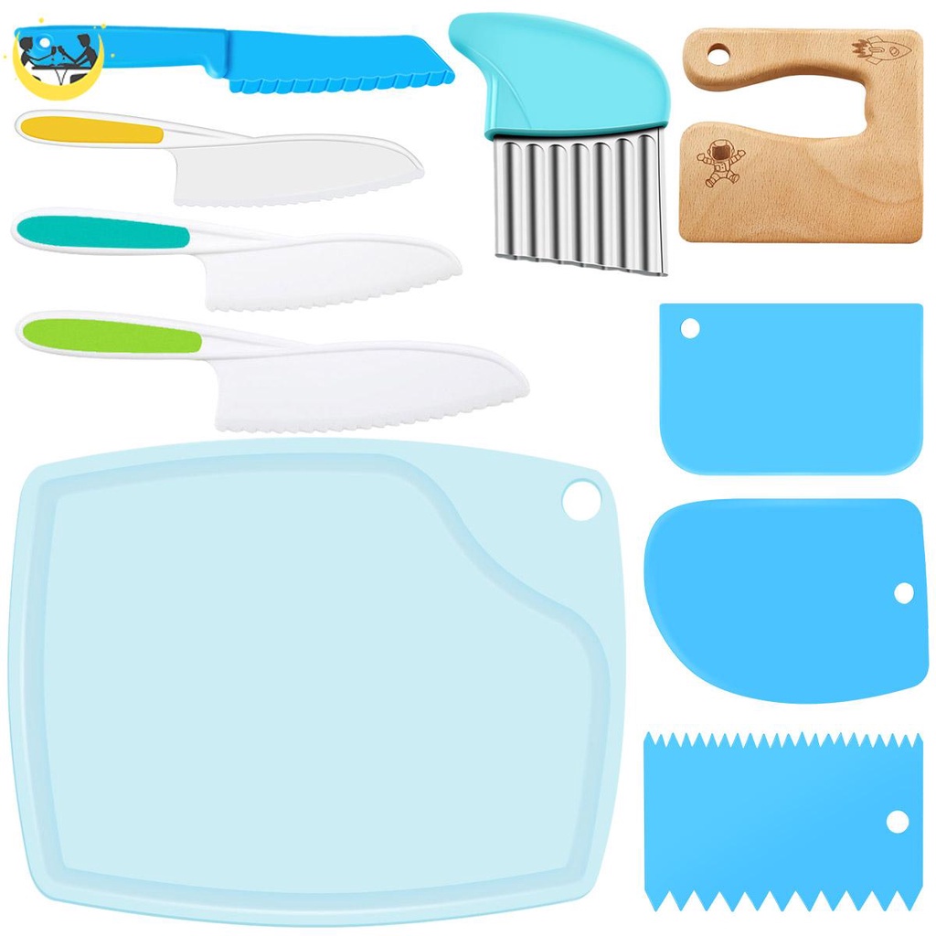 10pcs Cute Wooden Kids Kitchen Cutter Set Safe Plastic Toddler Kitchen ...