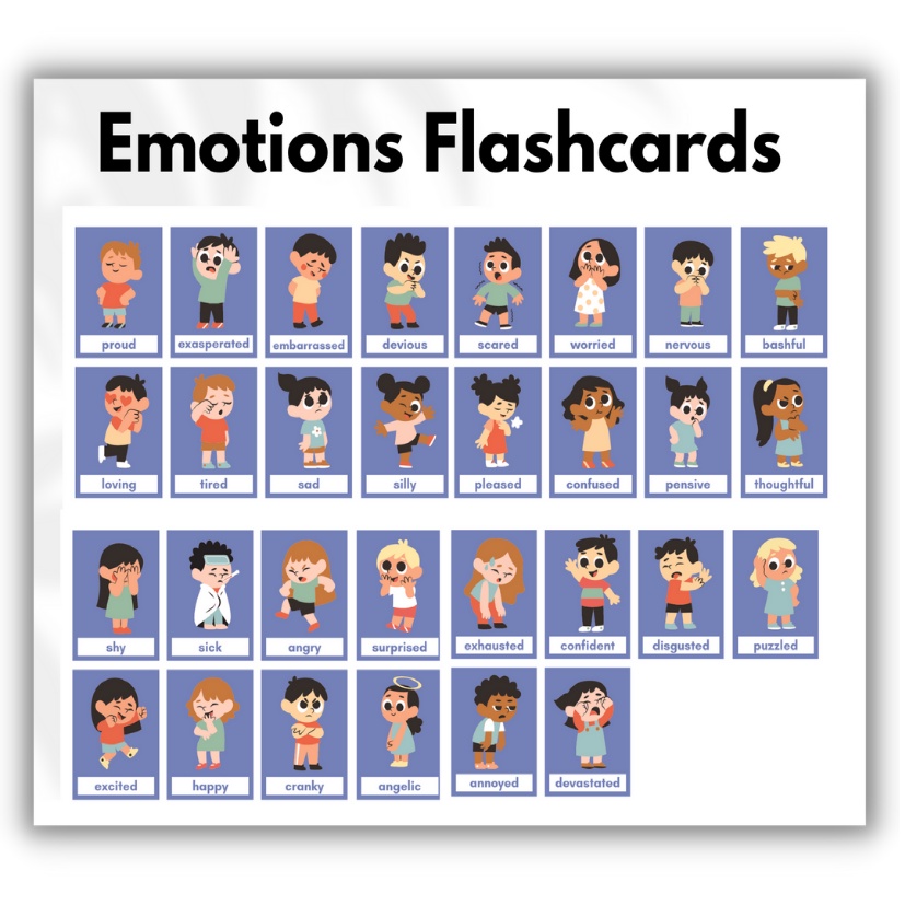 Laminated Emotions Flashcards for Kids and Learners | Shopee Malaysia