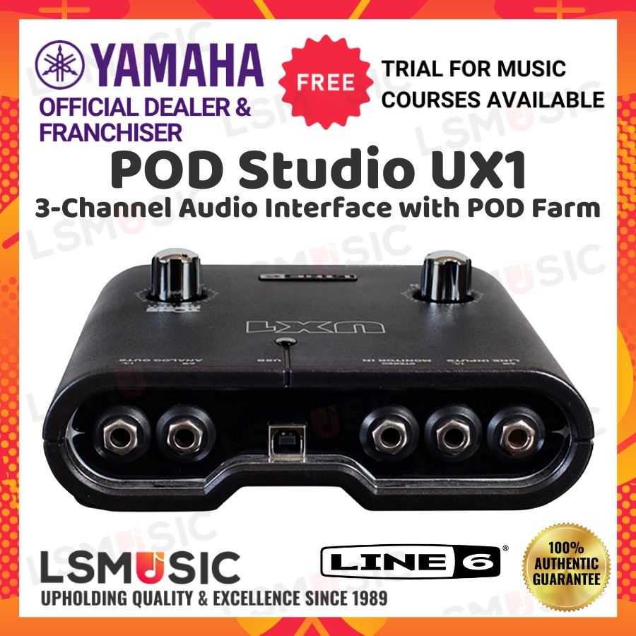 Line 6 POD Studio UX1 3-Channel USB Audio Interface with POD Farm (LINE6) Guitar Accessories ...