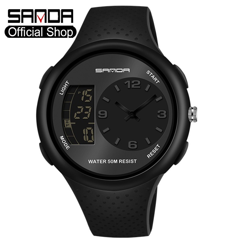 SANDA Men's Watch Waterproof Chronograph Dual Display Multifunction ...