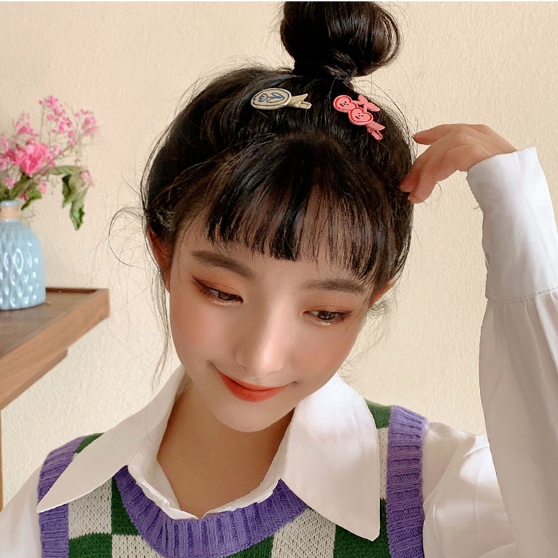 Cute Flower Cherry Bear Teddy Baking Paint Hair Clips/ Cartoon Stick ...