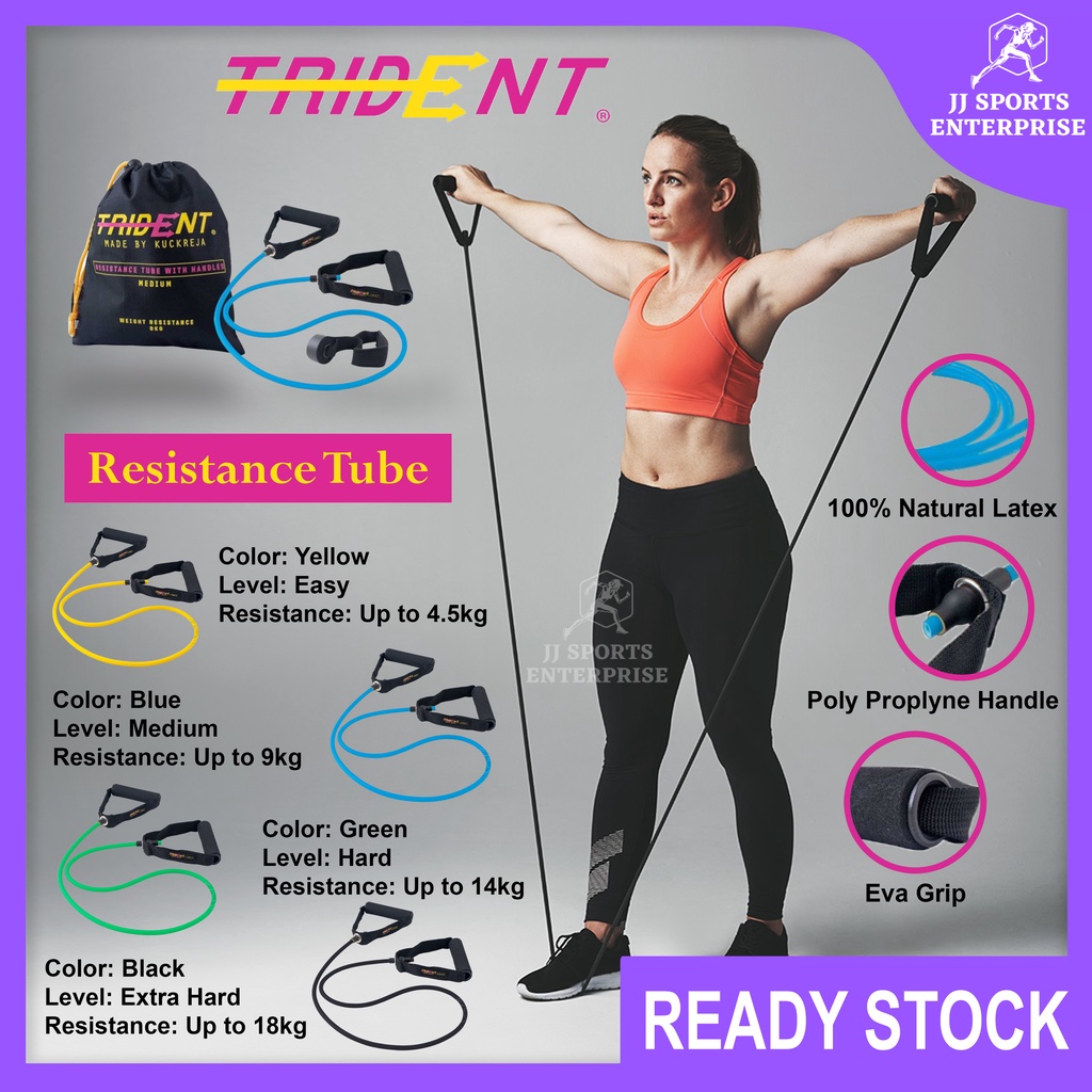 Trident Resistance Tube Resistant Weight Workout Training Exercise With ...
