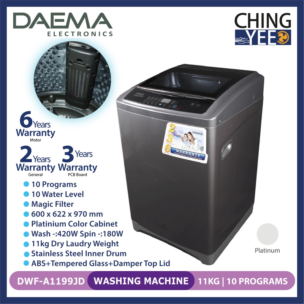 DAEMA Washing Machine DWF-A1199JD 11KG with 10 Programs 10 water Level ...