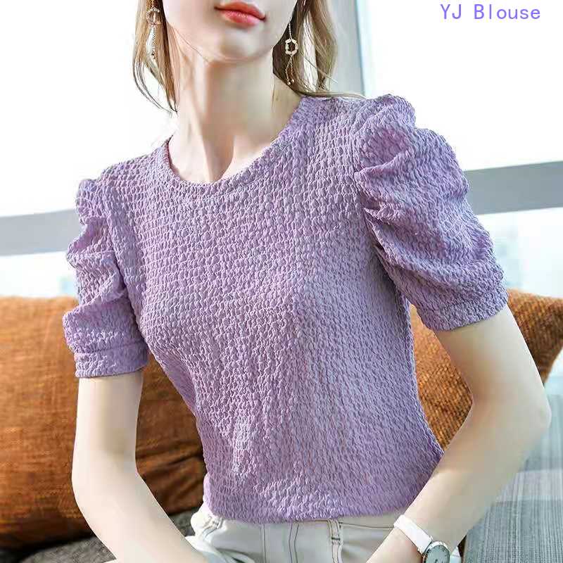 Pleated Chiffon Blouse Plus Size Women's Summer Korean Style Retro ...
