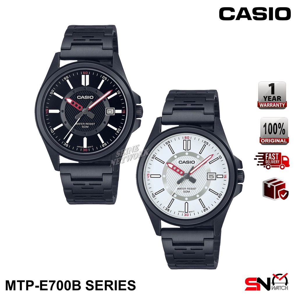 Casio MTP-E700B Multi Hands Quartz Analog Black Stainless Steel Band Men Watch Jam Tangan Lelaki ...