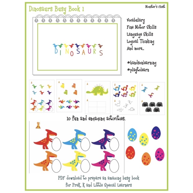 Dinosaur Busy Book Printable Softcopy PDF Quite Book Dinosaur Activity ...