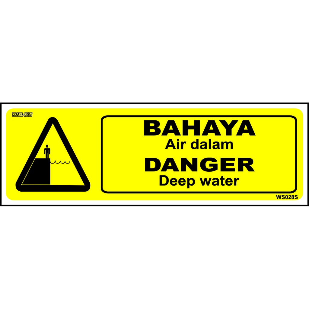 WARNING SAFETY SIGN "DANGER DEEP WATER" STICKER (100X300MM) 3PCS/PKT ...