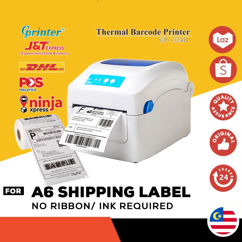 GP1324D Thermal Barcode printer A6 Waybill Shipping Gprinter | Shopee Malaysia