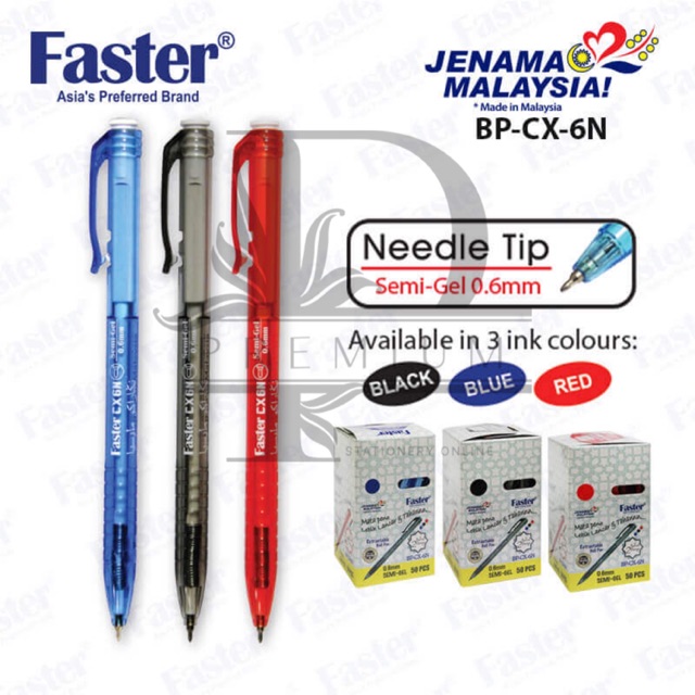 Faster CX-6N Ball Pen / Pen Hitam / Pen Biru / Pen Merah | Shopee Malaysia