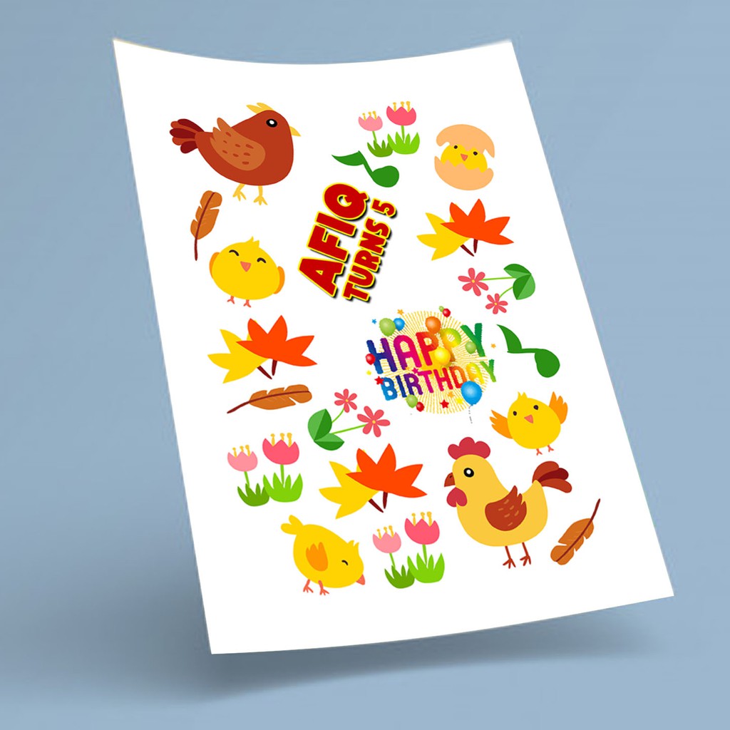 AYAM CUSTOM NAME & AGE [JPEG FORMAT/FILE] [CAKE TOPPER] [PRINT SENDIRI ...