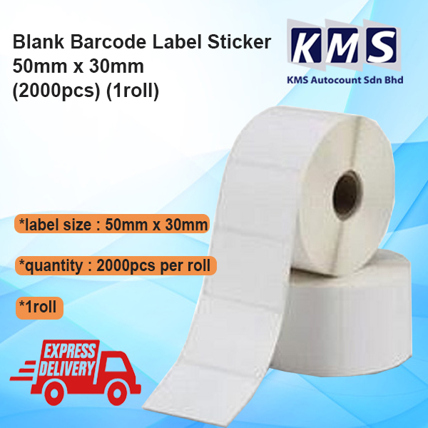 Blank Barcode Label Sticker 50mm x 30mm (2000pcs) (1roll) | Shopee Malaysia