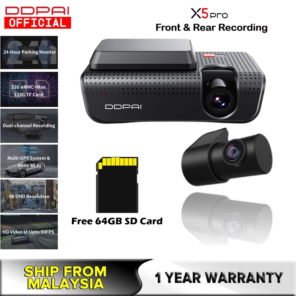 [FREE INSTALLLATION] DDPAI X5 Pro 4K Dash Cam Dual Car Camera Recorder ...