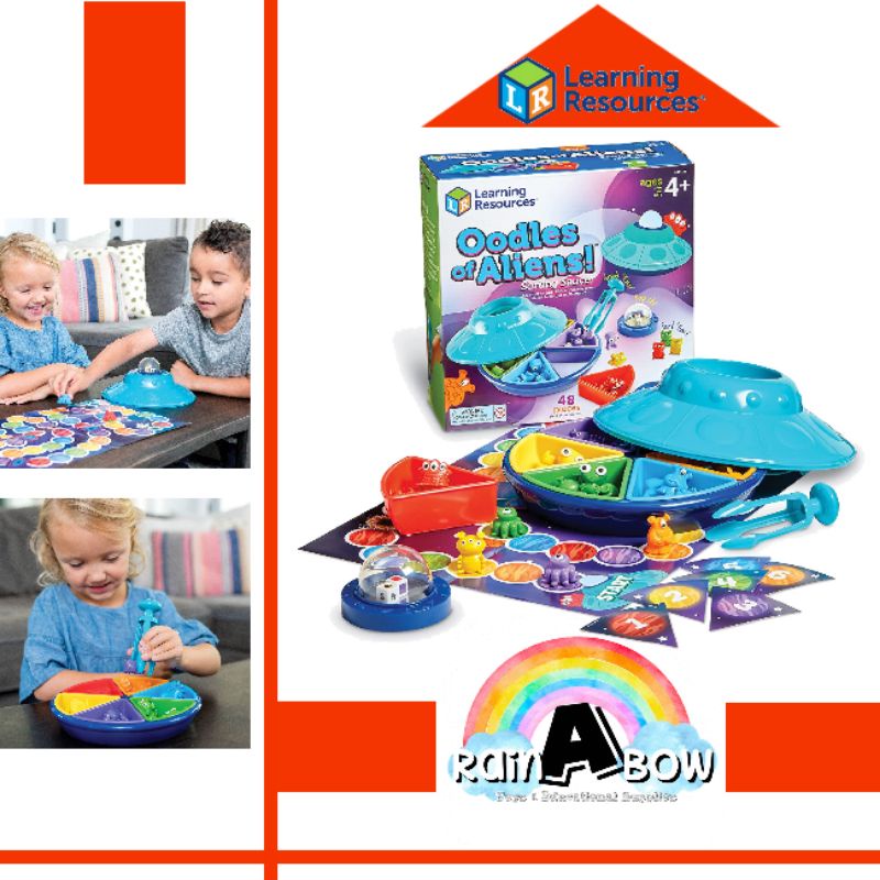 🛒 Learning Resources Rainbow Sorting Game Space Ship Aliens Tri-Grip ...