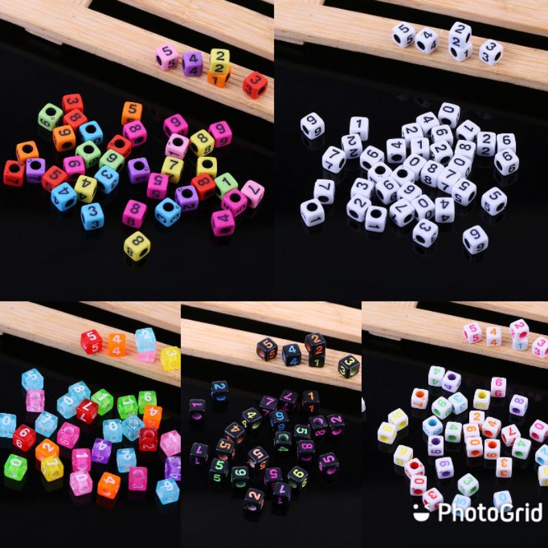 50 GRAM ABJAD NOMBOR / ALPHABET BEAD NUMBER (KIUB 6*6) | Shopee Malaysia