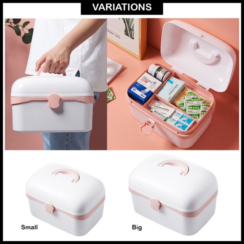Portable Large Capacity Home Family Medical Care Double Layer Medicine ...