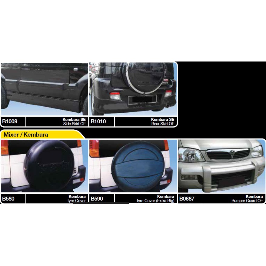 Perodua kembara SE front bumper guard Side rear skirt lip trunk tyre ...