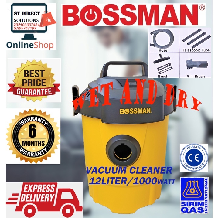 Bossman Premium Wet & Dry Vacuum Cleaner 12L / 1000watt model: BWD12L ...