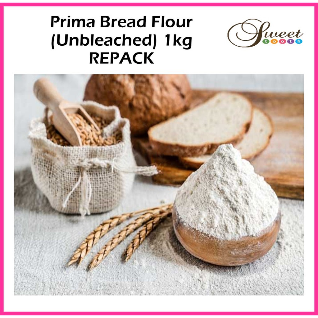 Prima Bread Flour (Unbleached) HIGH PROTEIN Tepung Roti 1kg (Repack ...