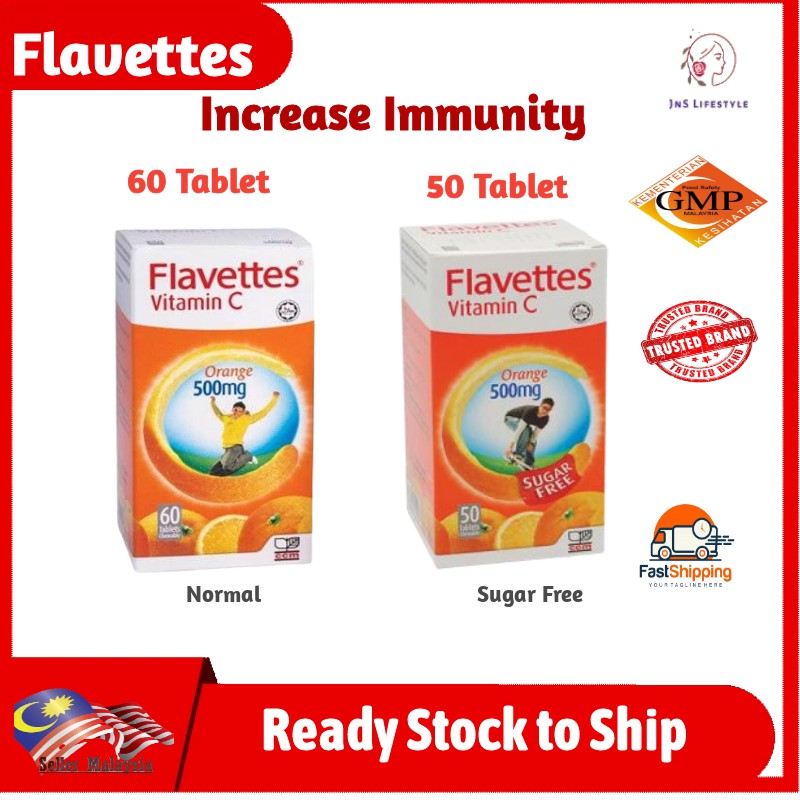 Flavettes Vitamin C Chewable 500mg Normal (60 Tablet) / SUGAR FREE ...