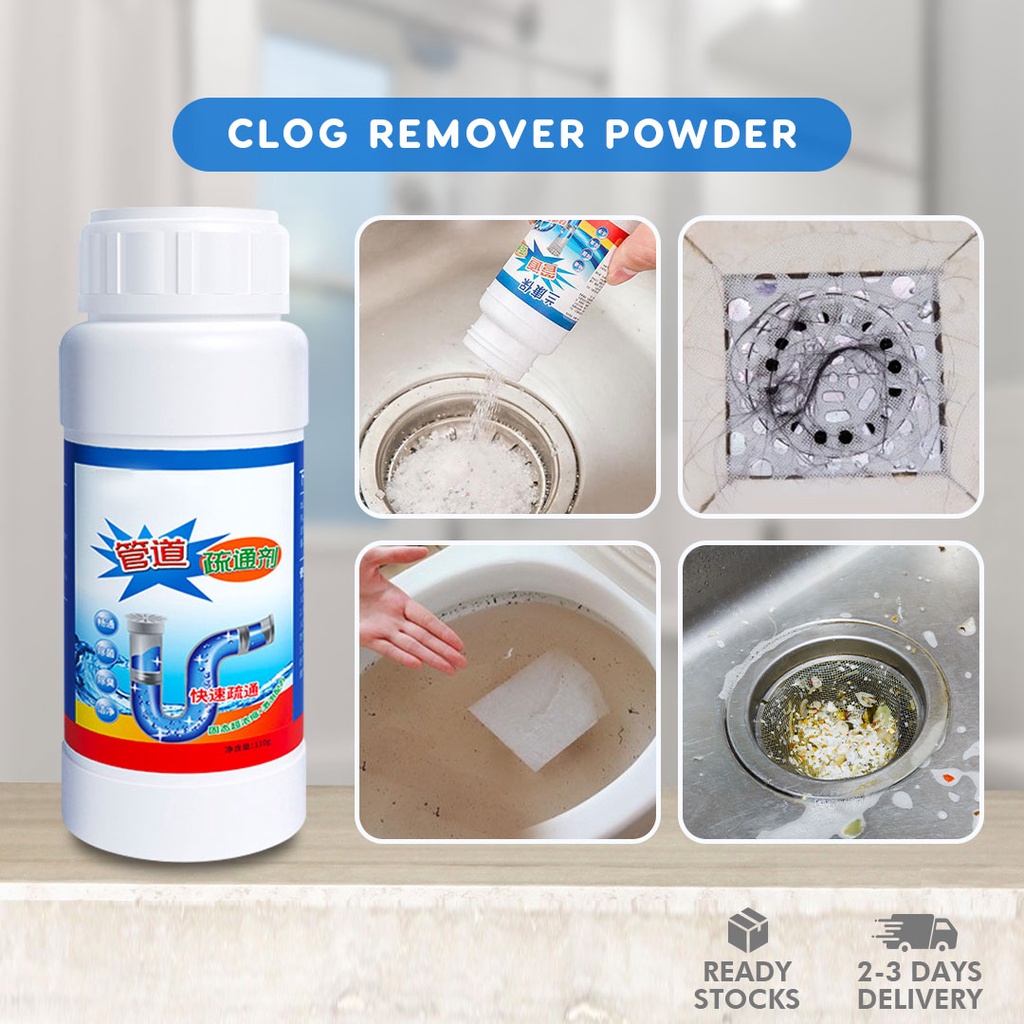 Clog Remover Powder Drain Sink Pipe Basin Cleaner Toilet Kitchen 110g ...