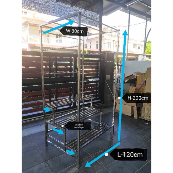 (Malaysia Ready Stock)Rak bunga 3/4 layer ,25cm,150cm stainless steel Flower rack set with ...