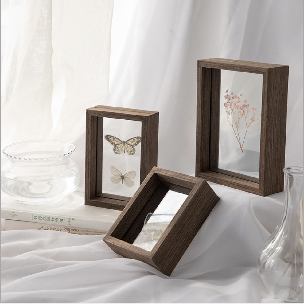 Natural Wooden Photo Frame with Double Panel Glass | Minimalist ...