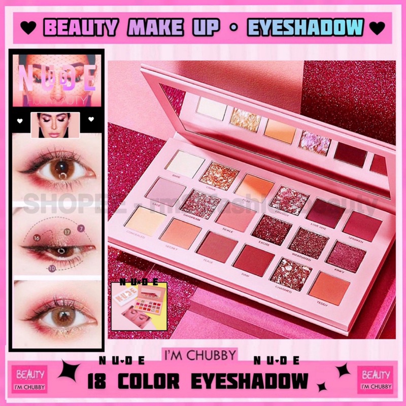 💗 BEAUTY MAKE UP • EYESHADOW 💗 9 18 Grid Matte Palette Glitter Color ...