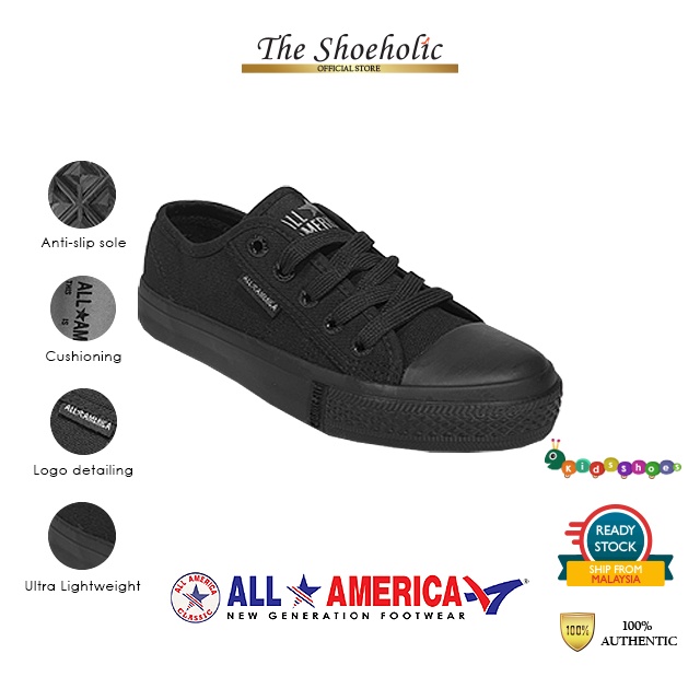 All America Unisex Lace Up School Shoes 3337AB (Black) | Shopee Malaysia