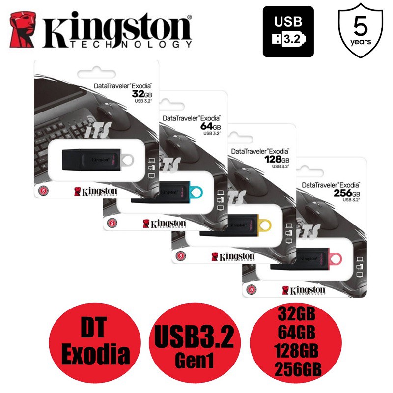 Kingston DataTraveler Exodia / Exodia Onyx USB 3.2 Flash Drive (32GB/64GB/128GB/256GB) | Shopee ...