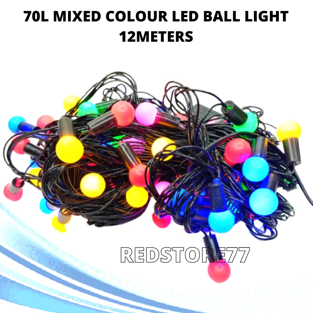 100L MIXED COLOUR LED BALL LIGHT 15METERS WITH END CAP CONNECTOR ...