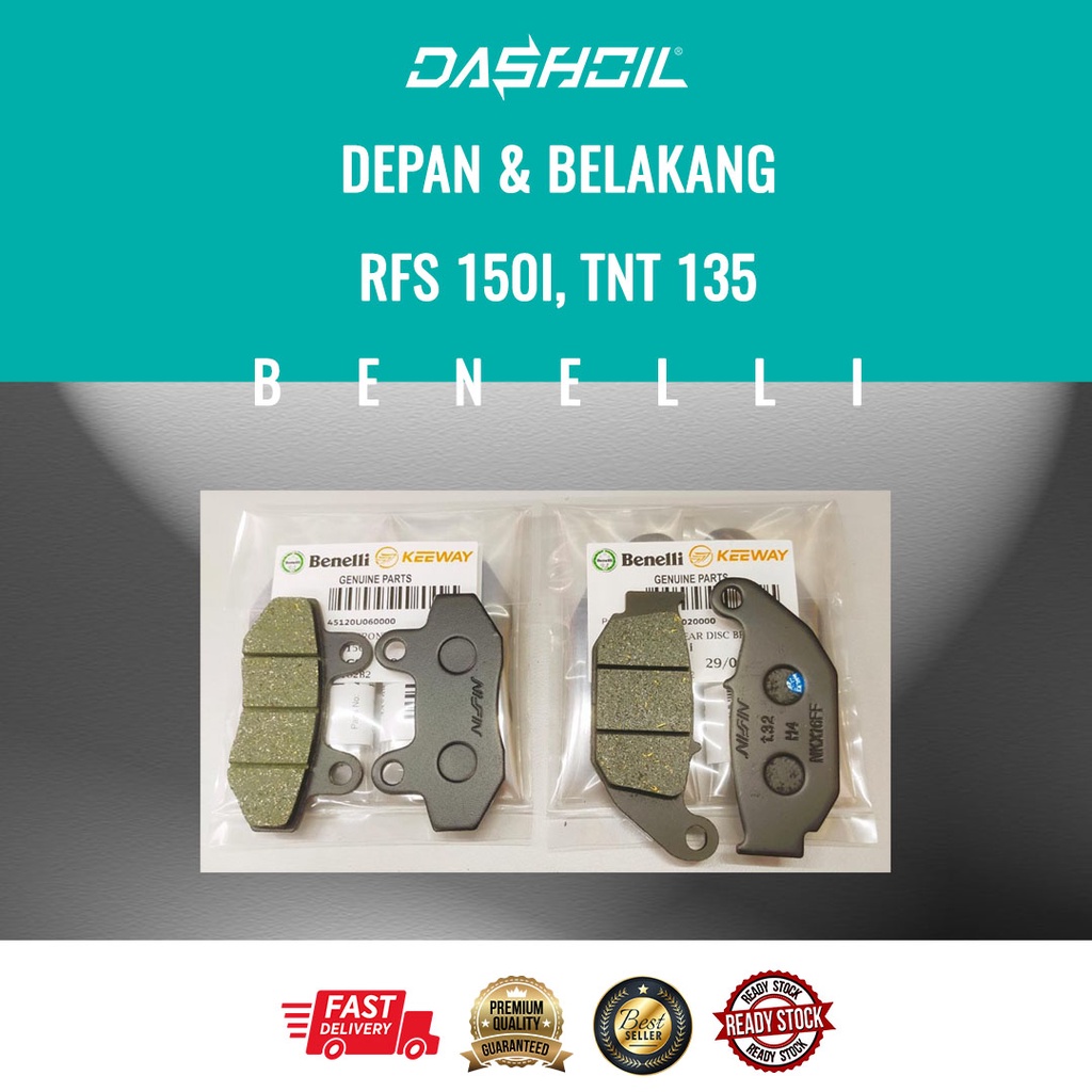 BENELLI RFS 150 RFS150i TNT135 FRONT & REAR DISC BRAKE PAD DEPAN ...
