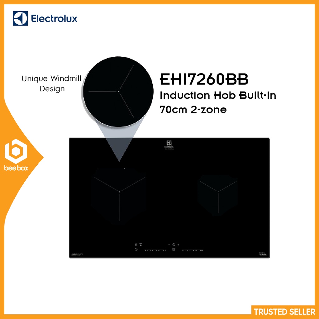 Electrolux EHI7260BB Built In Induction Hob 2 Zones 70cm Black Ceramic ...