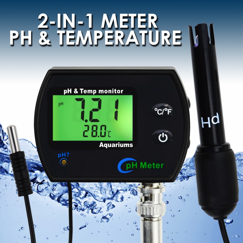 PH & Temperature 2-in-1 Continuous Monitor Meter w/ Backlight ...