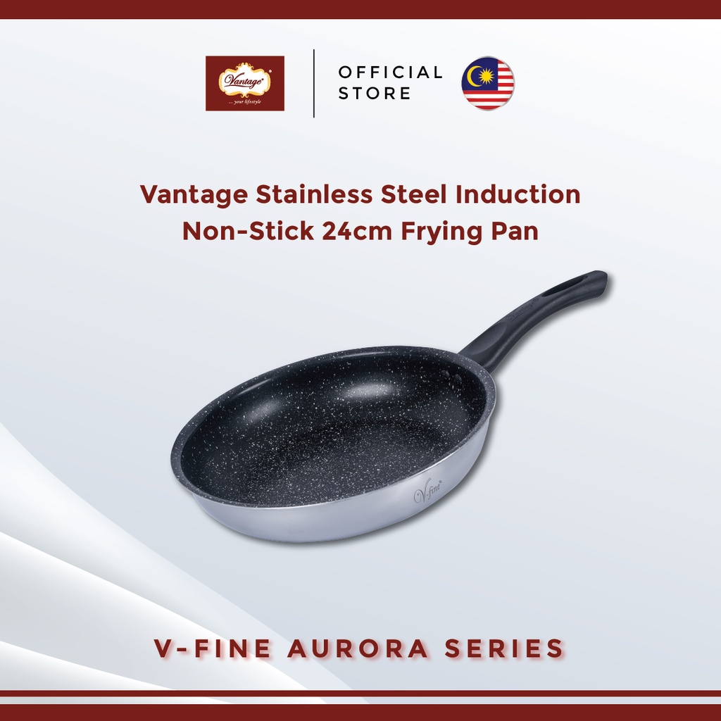 Vantage Aurora Stainless Steel Non-Stick Frying Pan (24cm) | Shopee ...