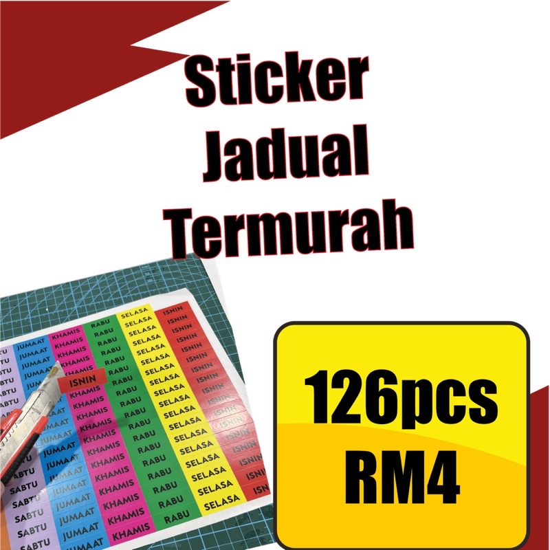 Sticker Jadual (Isnin-Ahad) | Shopee Malaysia