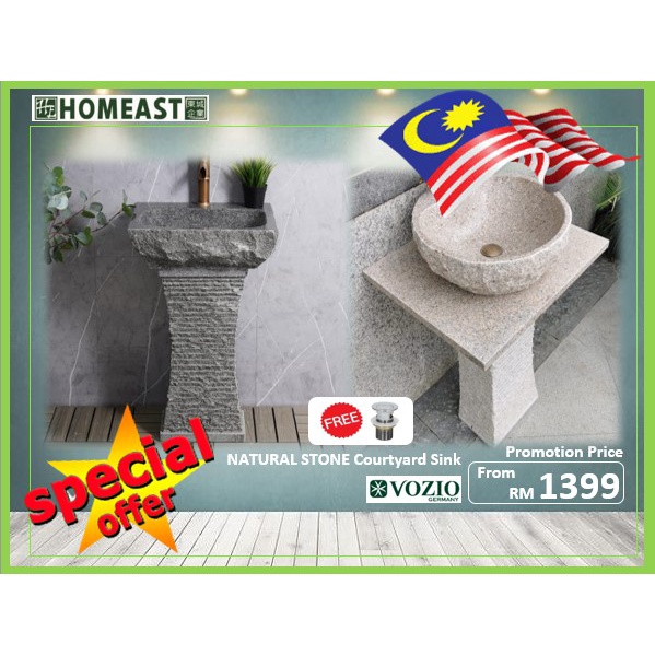 [VOZIO] 2 IN 1 SET NATURAL STONE Courtyard SINK WASH BASIN (BASIN ...