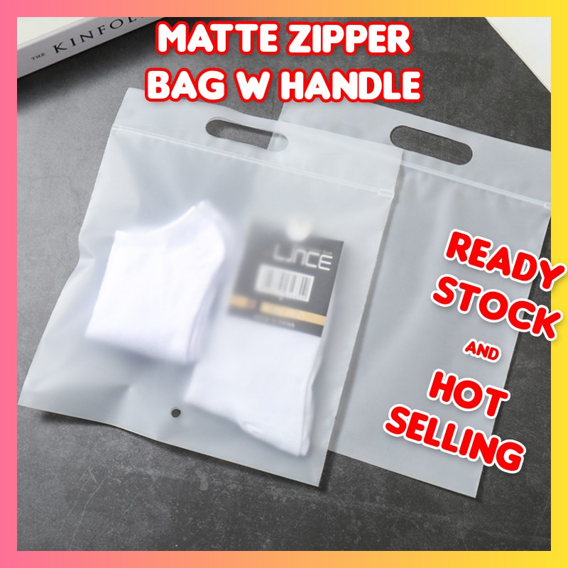 Frosted Zipper Bag with Handle READY STOCK Fashion Tshirt Storage Bag ...