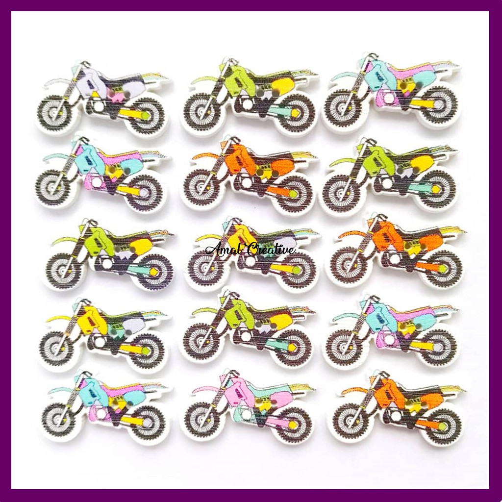 Motorcycle Wooden Buttons | Motorbike Buttons | Butang Kraf Kayu ...