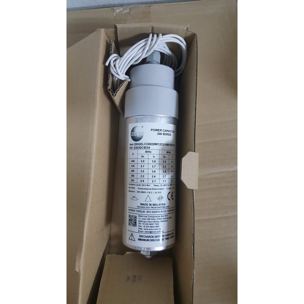 ELCO Capacitor cap bank 440v 525v power capacitor with cable | Shopee Malaysia