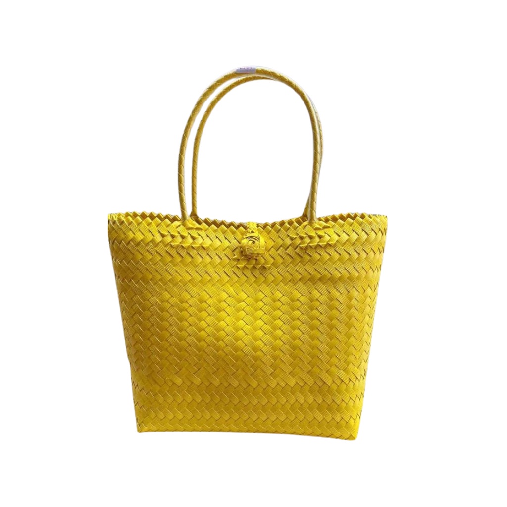 10"x10" - Plain Beg Anyaman Sarawak/ Tote Bag Women / PVC Bakul Anyaman ...