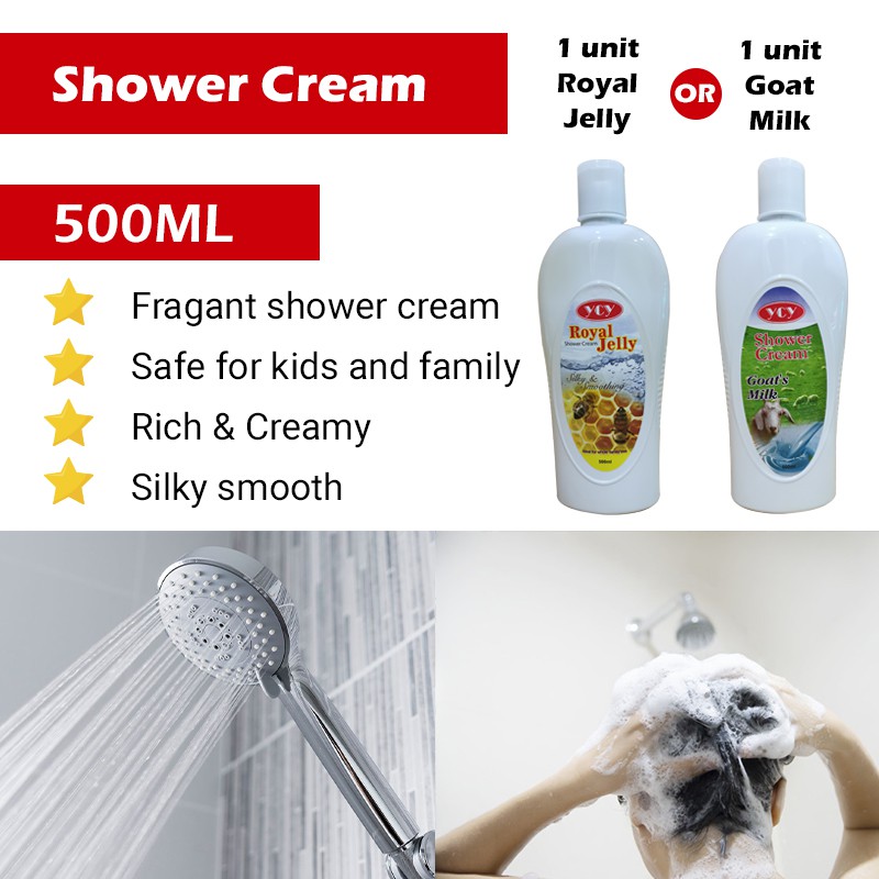 Fragrant Shower Cream Royal Jelly / Goat's Milk 800ml Shower Cream Krim ...