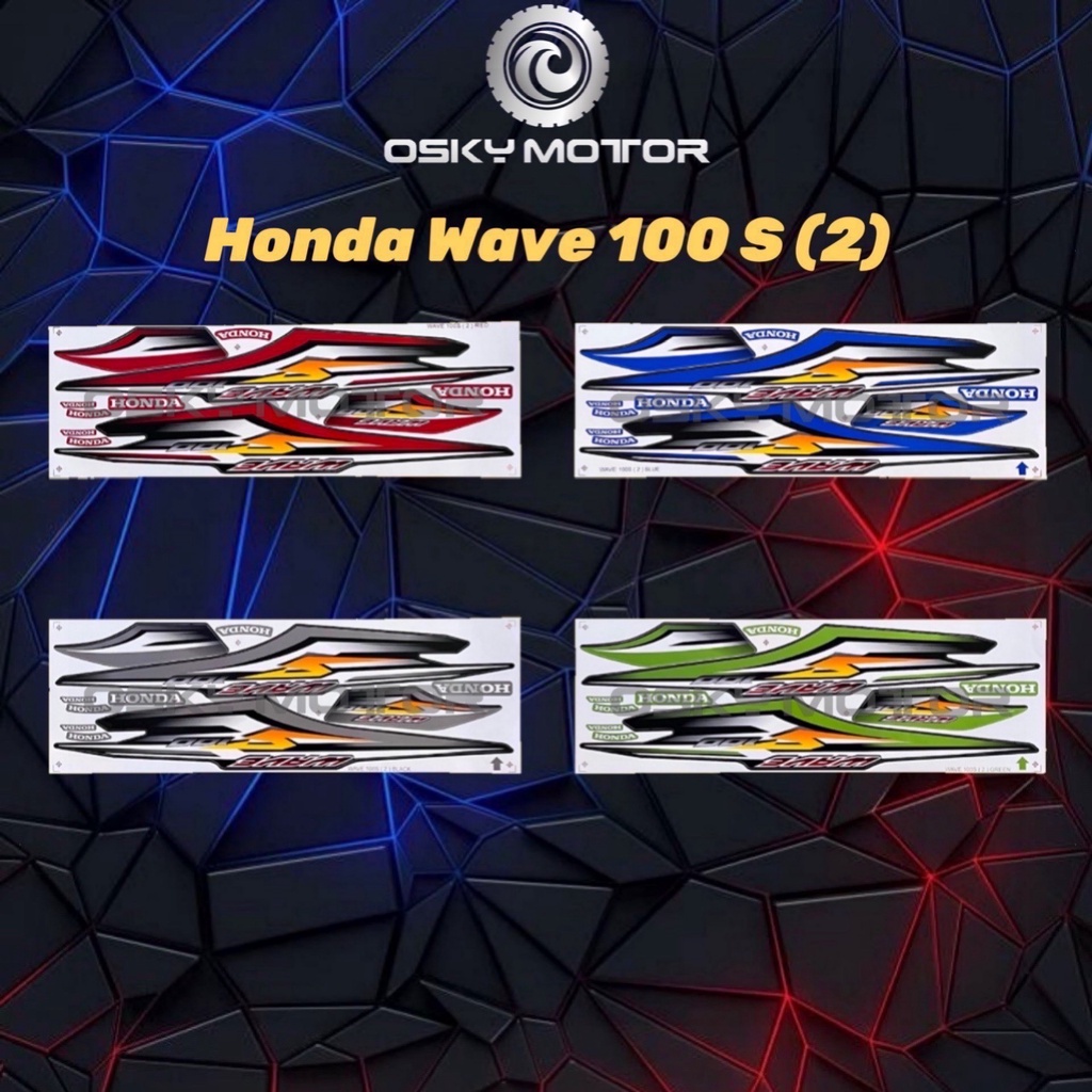 Honda Wave 100 S (2) Body Sticker - Red / Blue / Black / Green | Shopee ...